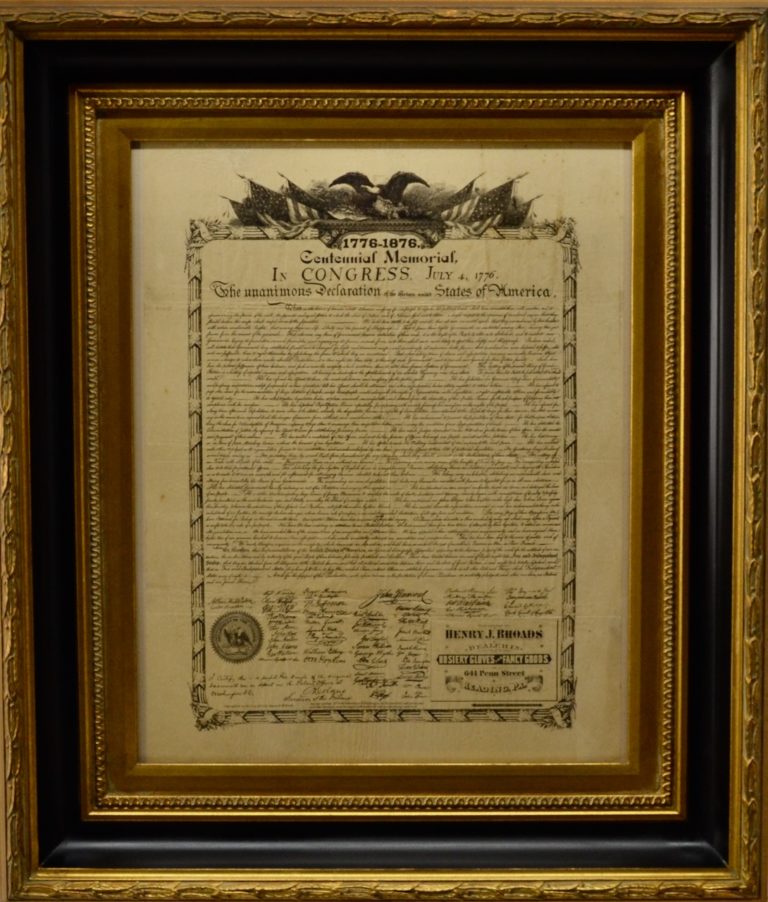 ANTIQUE DECLARATION OF INDEPENDENCE DATED 1874 / SKU 7338 / SOLD ...
